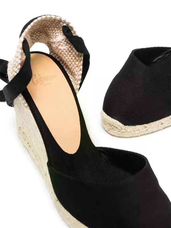 CastaÑer Carina 80mm Ankle-tie Wedge Sandals - Black