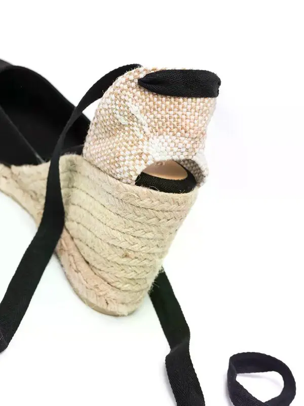 CastaÑer Carina 80mm Ankle-tie Wedge Sandals - Black