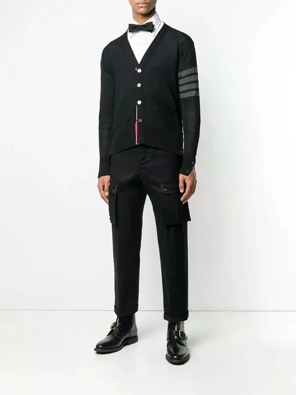 Thom Browne Fine Merino Wool V-neck Cardigan