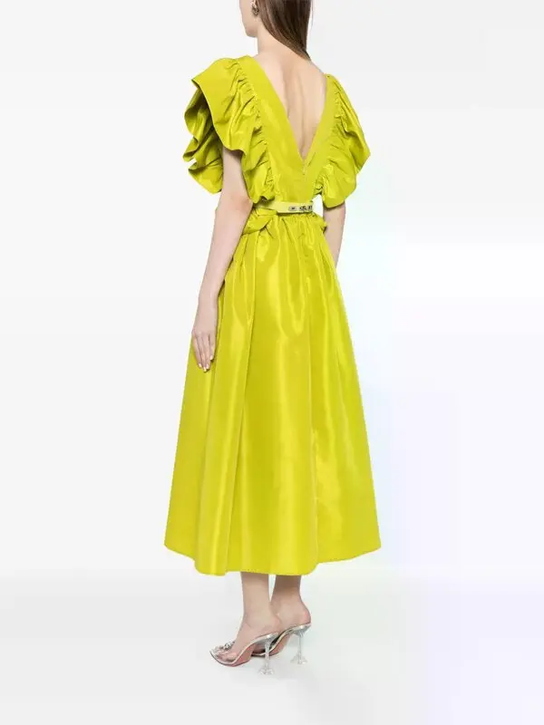 SAIID KOBEISY Ruffled Taffeta Midi Dress - Green