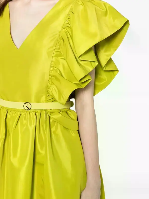 SAIID KOBEISY Ruffled Taffeta Midi Dress - Green