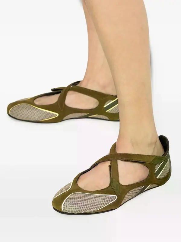 Attico Suede Ballet Flats - Green