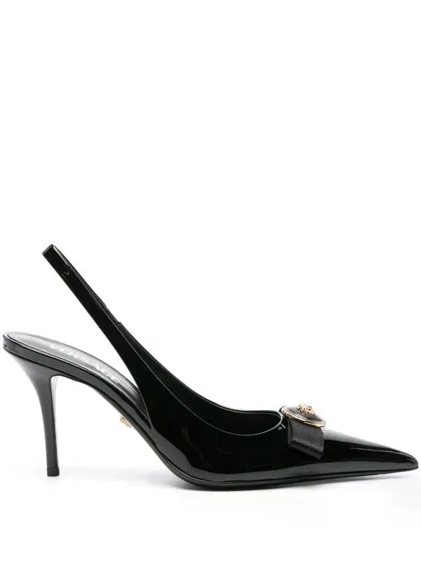 Versace Patent Leather Ribbon Slingback Pumps