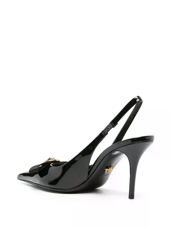 Versace Patent Leather Ribbon Slingback Pumps