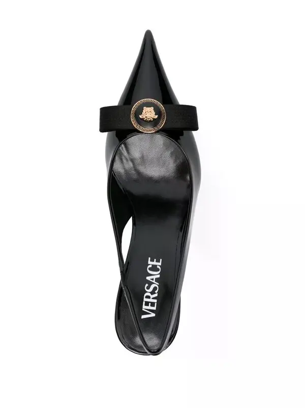 Versace Patent Leather Ribbon Slingback Pumps