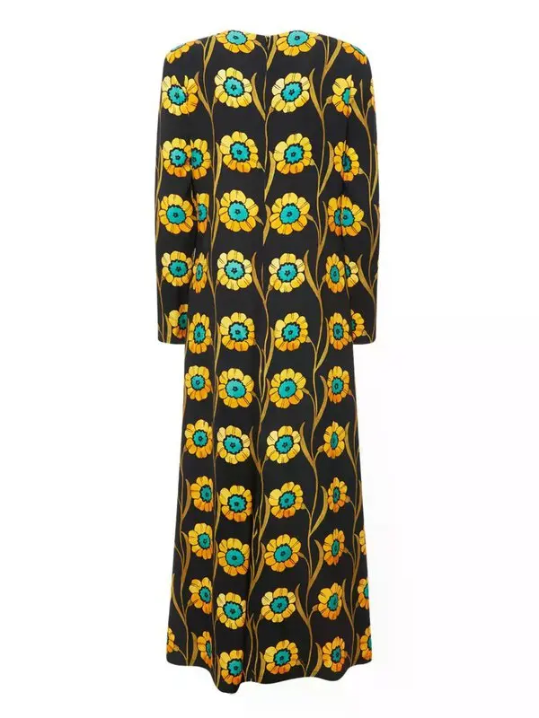 La DoubleJ Floral-print Swing Dress - Black