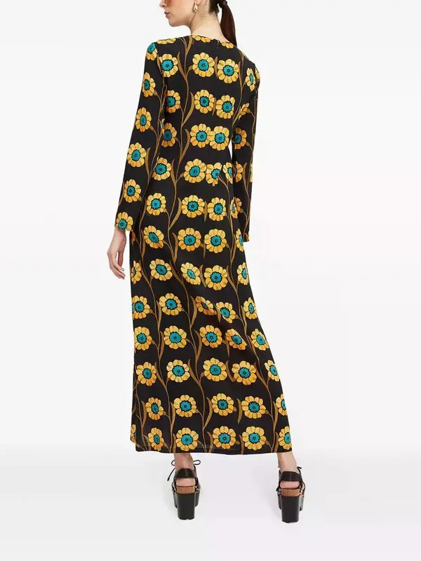 La DoubleJ Floral-print Swing Dress - Black