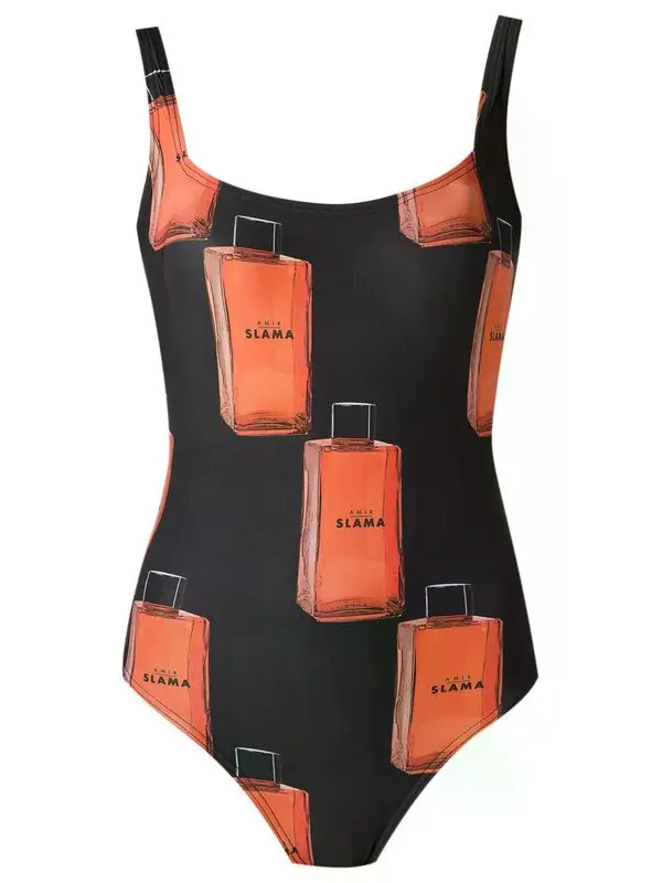 AMIR SLAMA Printed One Piece Swimsuit - Black
