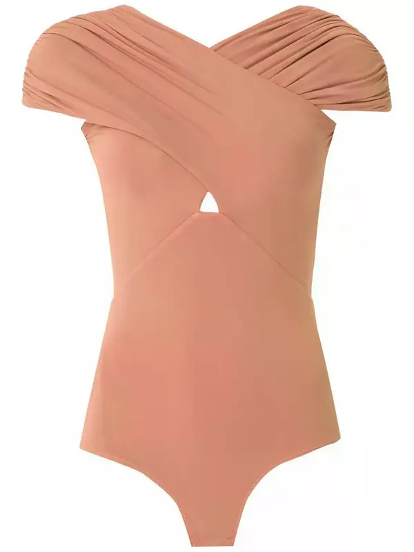 AMIR SLAMA Ruched Crossover Body Top