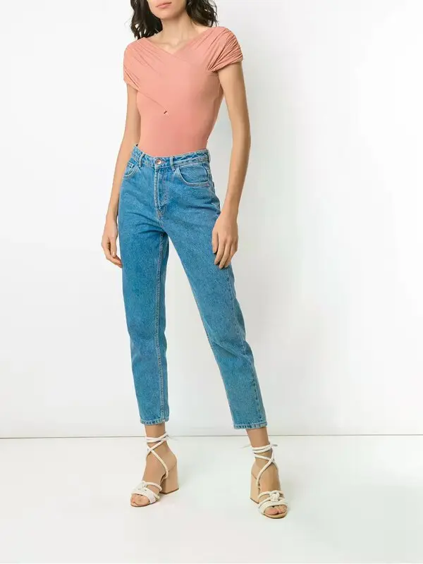 AMIR SLAMA Ruched Crossover Body Top