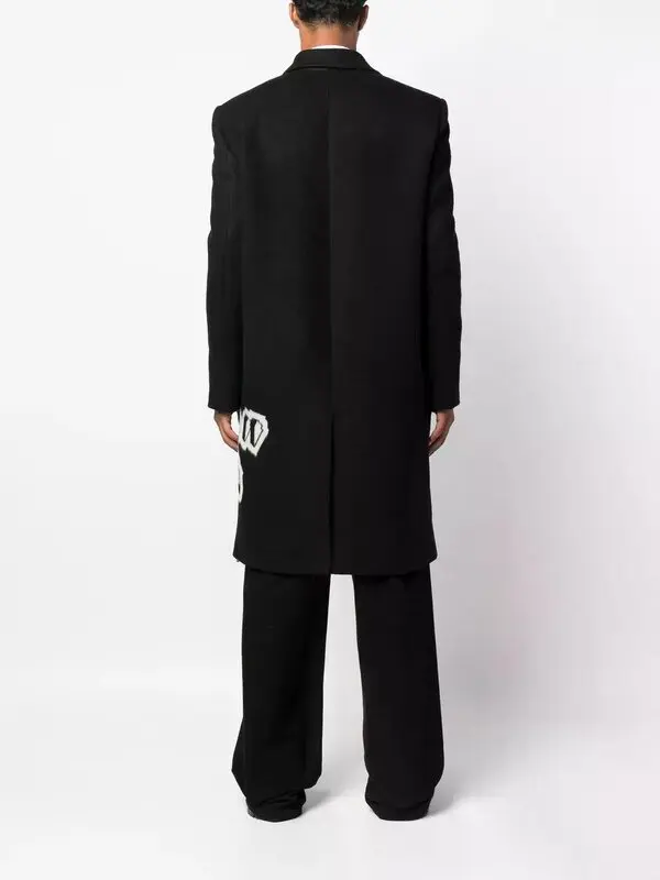 Off-White Intarsia-graffiti Logo Single-breasted Coat