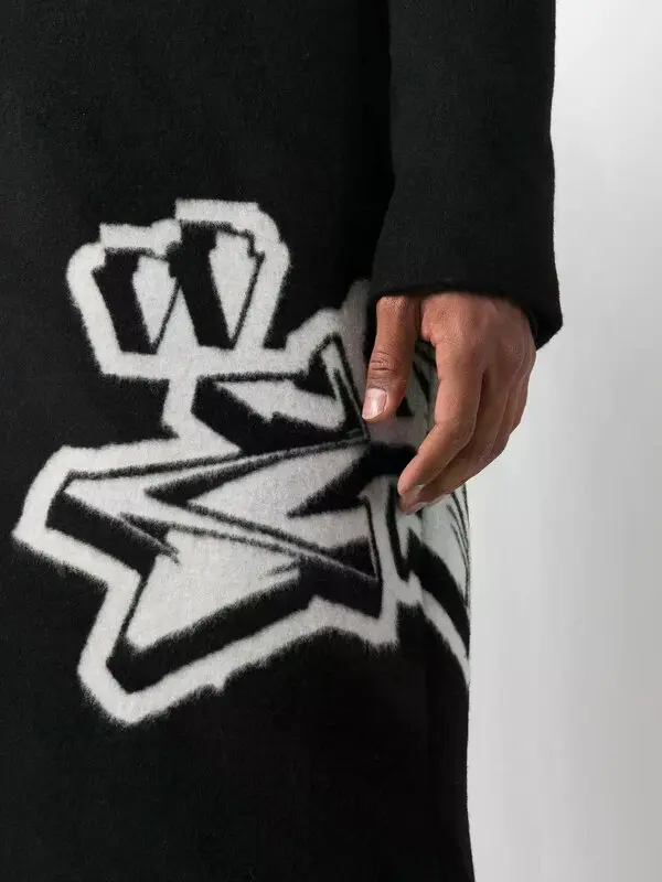 Off-White Intarsia-graffiti Logo Single-breasted Coat