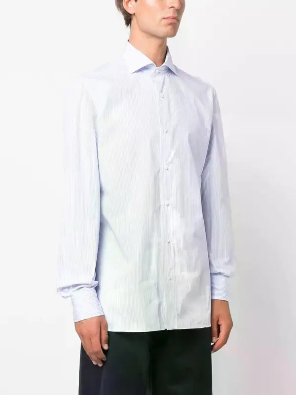 LUIGI BORRELLI Striped Long-sleeve Cotton Shirt
