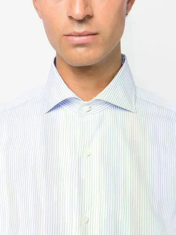 LUIGI BORRELLI Striped Long-sleeve Cotton Shirt