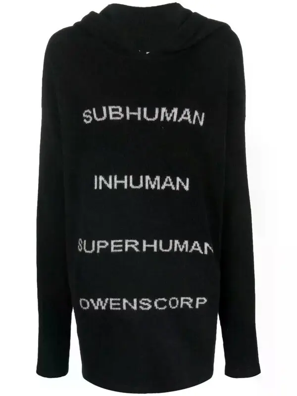 Rick Owens Cashmere Blend Intarsia Knit Hoodie