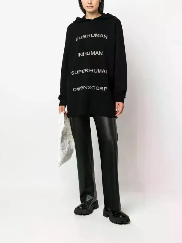 Rick Owens Cashmere Blend Intarsia Knit Hoodie