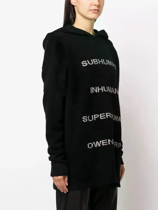 Rick Owens Cashmere Blend Intarsia Knit Hoodie