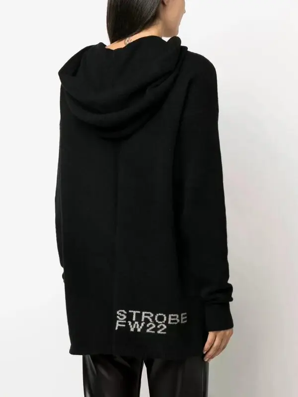 Rick Owens Cashmere Blend Intarsia Knit Hoodie