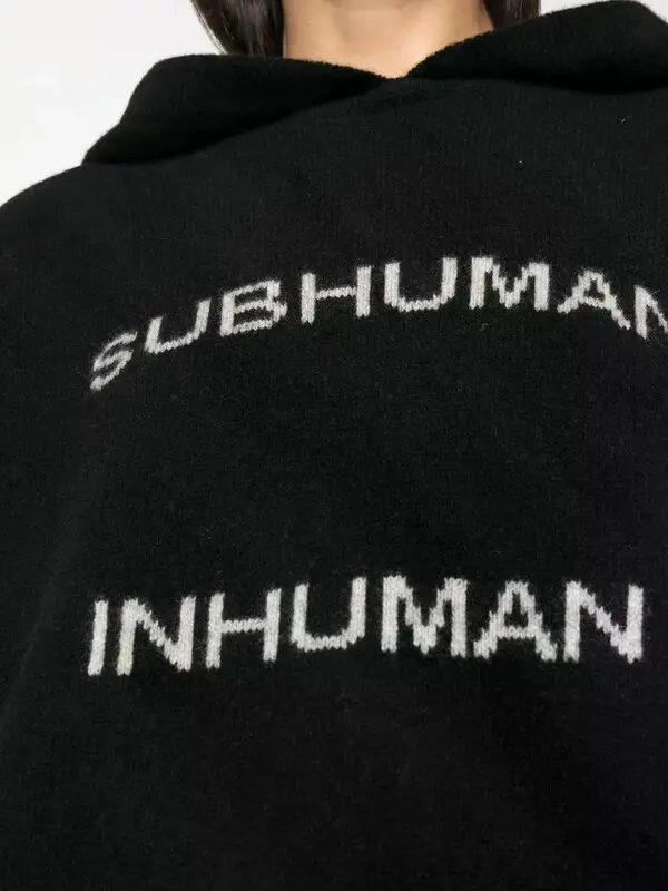Rick Owens Cashmere Blend Intarsia Knit Hoodie