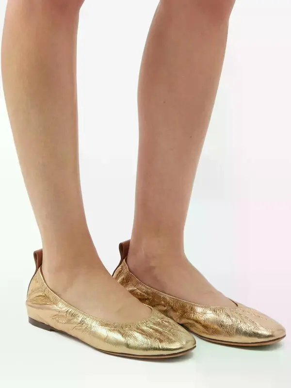 LANVIN Metallic Leather Ballerina Shoes - Silver