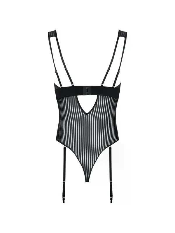 MAISON CLOSE V-neck Striped Bodysuit