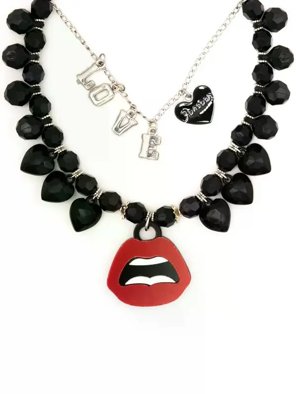 AMIR SLAMA Lips-motif Layered Necklace - Black