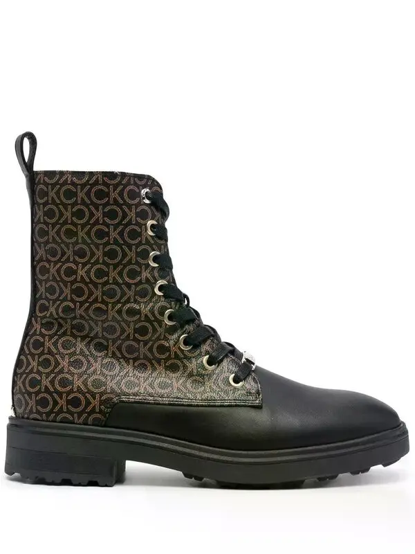 Calvin Klein Lace-up Monogram Biker Boots