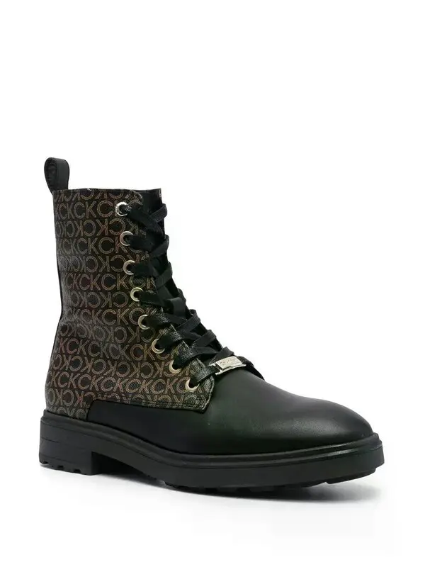 Calvin Klein Lace-up Monogram Biker Boots