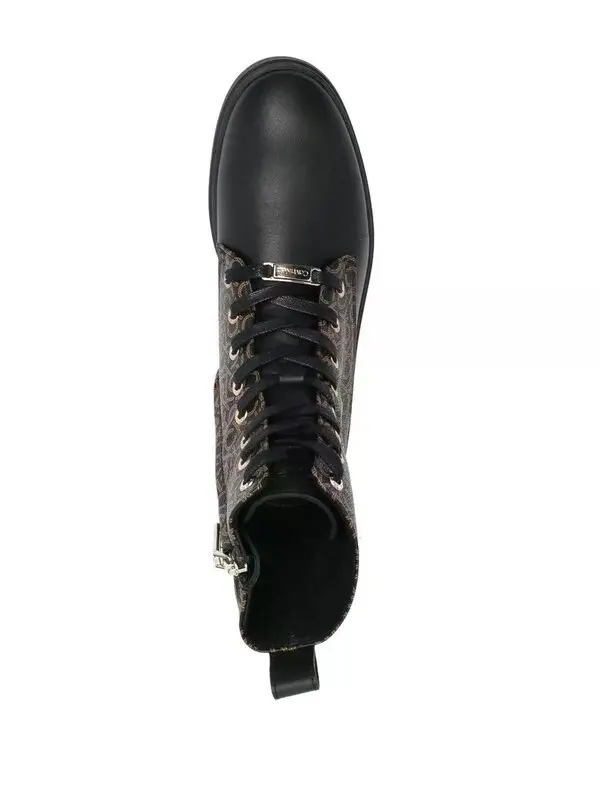 Calvin Klein Lace-up Monogram Biker Boots