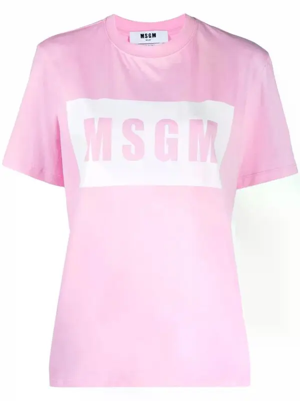 MSGM Logo-print Cotton T-shirt - Pink