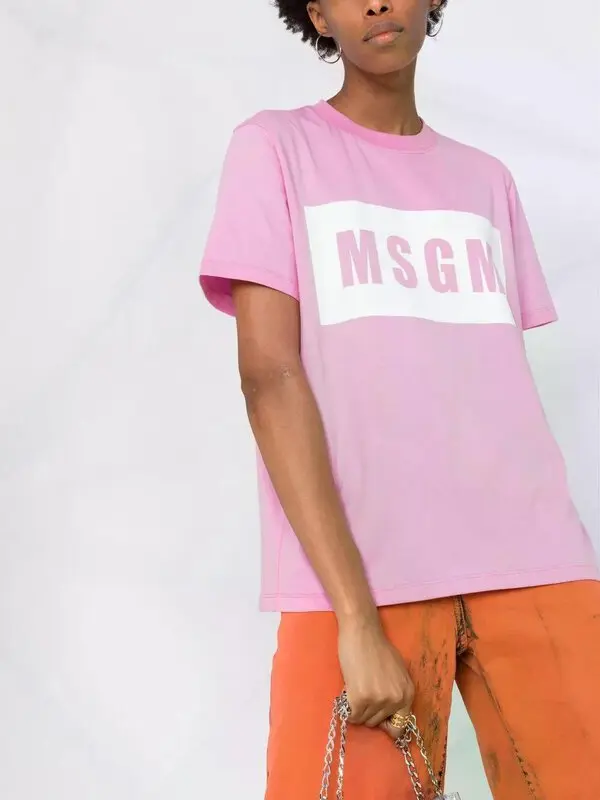 MSGM Logo-print Cotton T-shirt - Pink