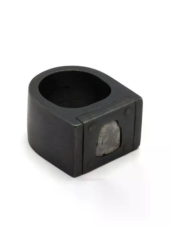 PARTS OF FOUR Plate Single Diamond Ring - Black