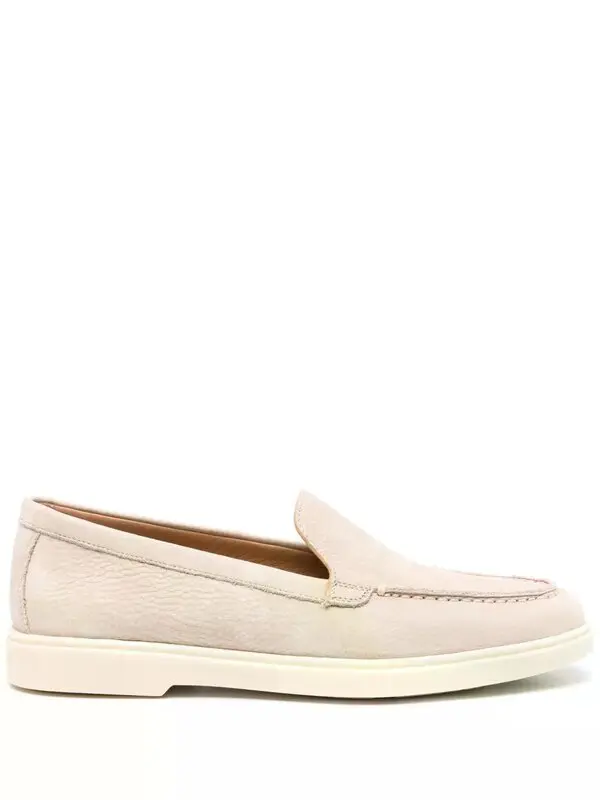 Santoni Slip-on Leather Loafers - Neutrals