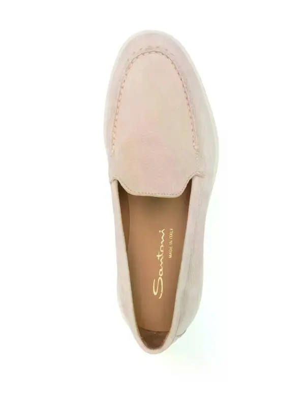 Santoni Slip-on Leather Loafers - Neutrals