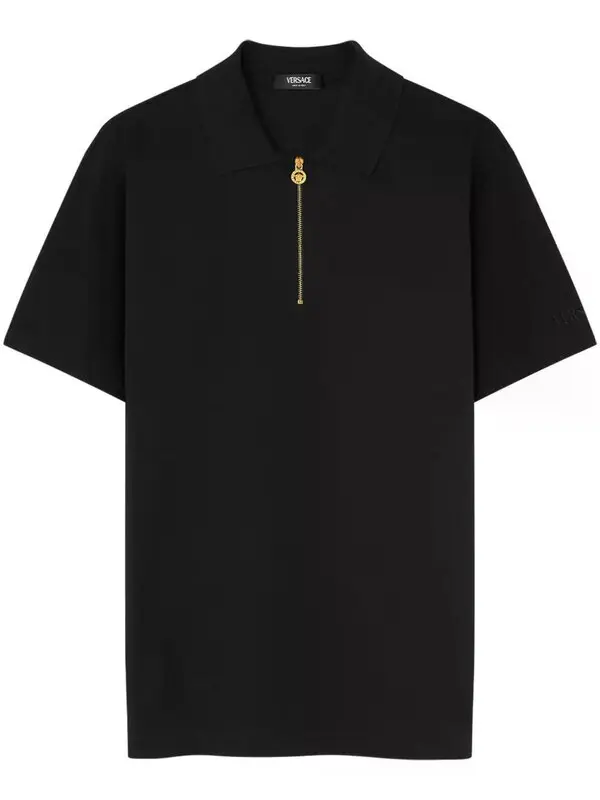 Versace Embroidered Cotton-piqué Half-zip Polo