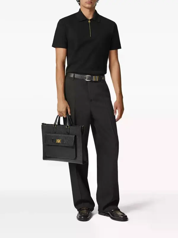 Versace Embroidered Cotton-piqué Half-zip Polo
