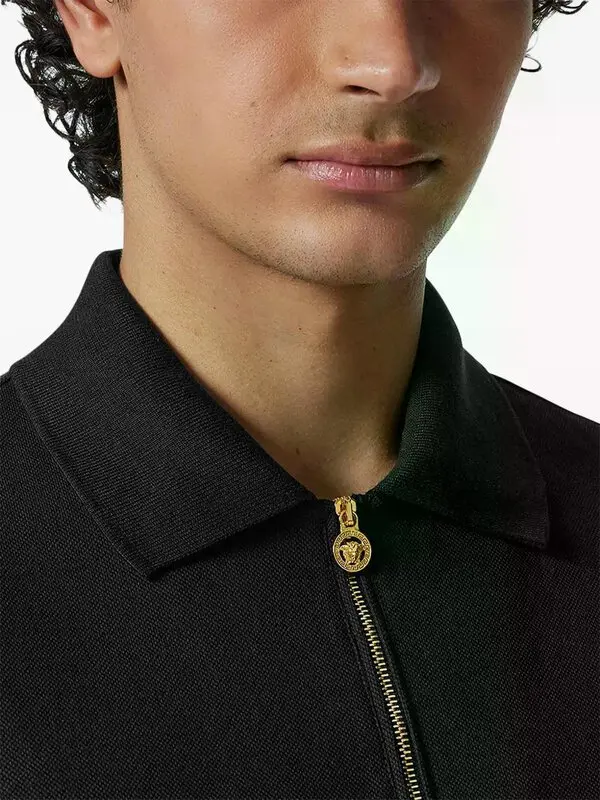 Versace Embroidered Cotton-piqué Half-zip Polo