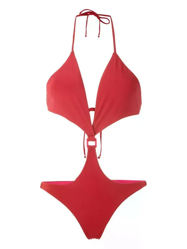 AMIR SLAMA Cut-out One-piece Swimsuit With Lace-up Detail - Red