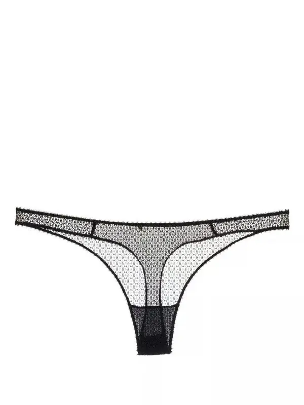 Kiki De Montparnasse Crochet Semi-sheer Thong - Black