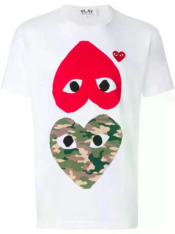 Play Comme Des Garcon Hearts Print T-shirt - White
