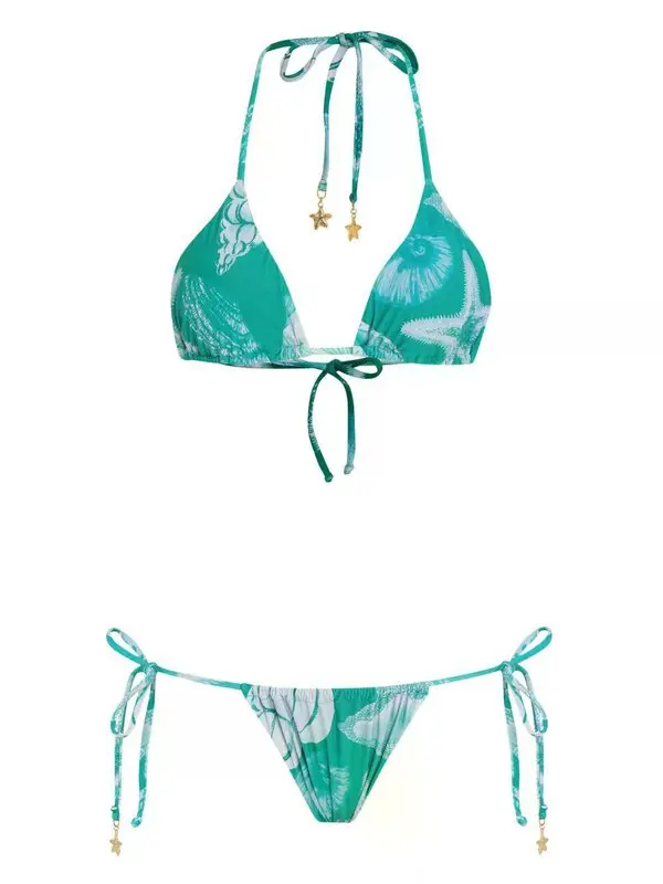 AMIR SLAMA X Jade Picon Starfish-print Bikini - Green