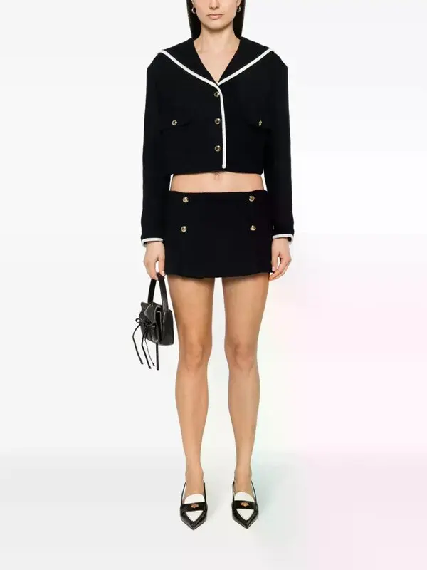 Miu Miu Pleated Tweed Mini Skirt - Blue