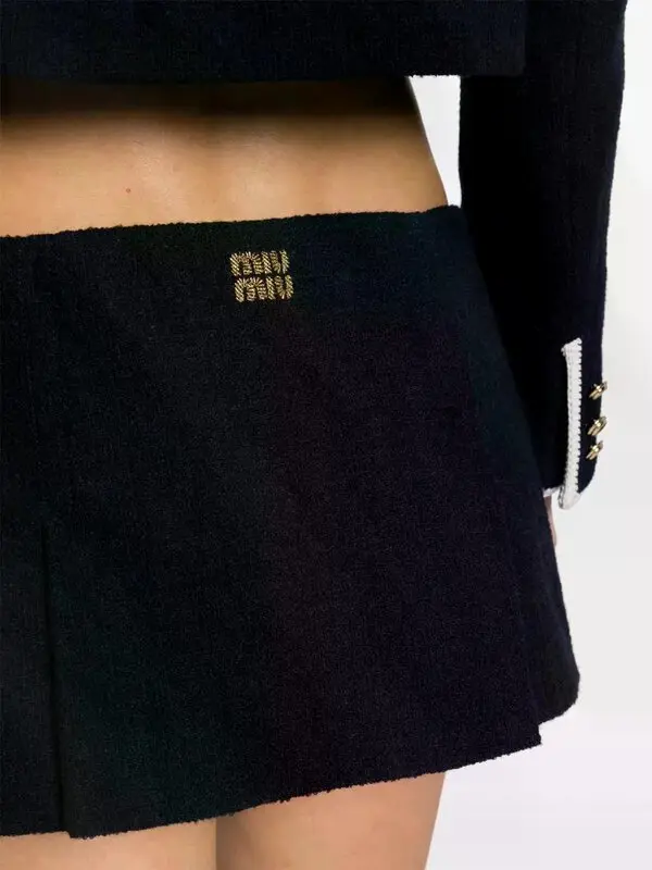 Miu Miu Pleated Tweed Mini Skirt - Blue