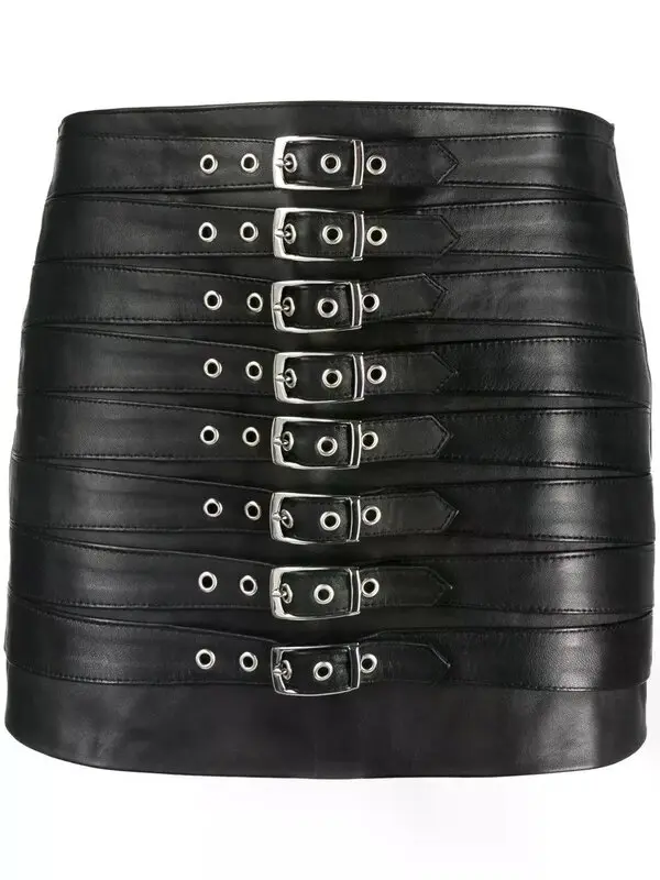 MANOKHI Multiple Belts Mini Skirt - Black