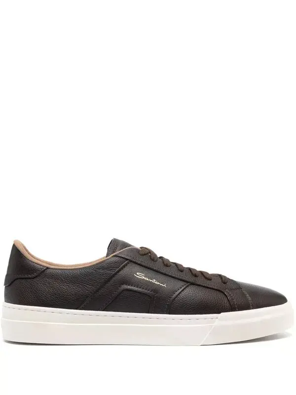 Santoni Lace-up Leather Sneakers - Brown