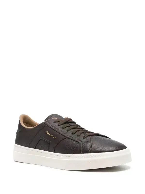 Santoni Lace-up Leather Sneakers - Brown