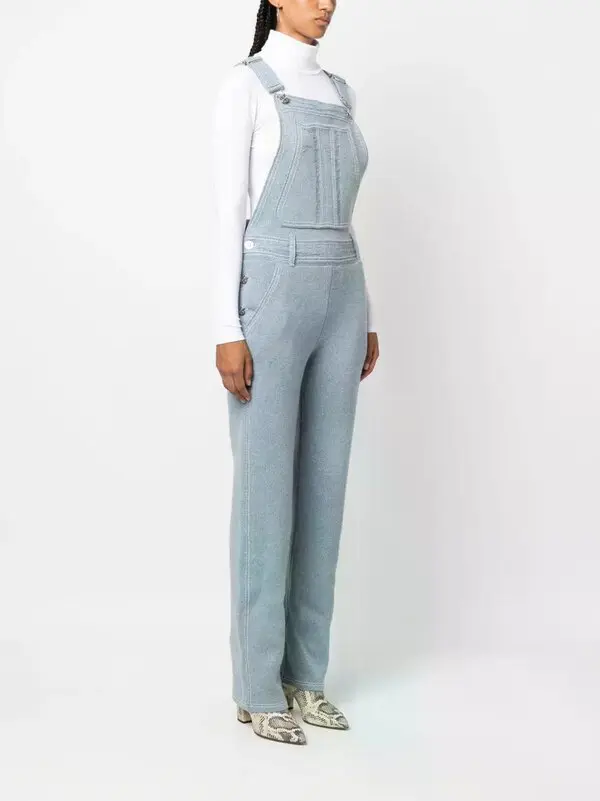 BARRIE Cotton-cashmere Denim-effect Dungarees