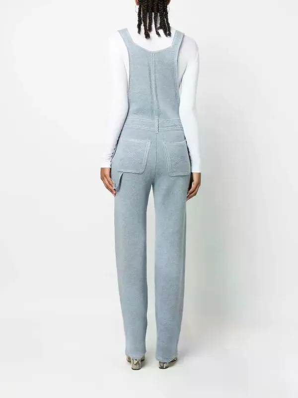 BARRIE Cotton-cashmere Denim-effect Dungarees