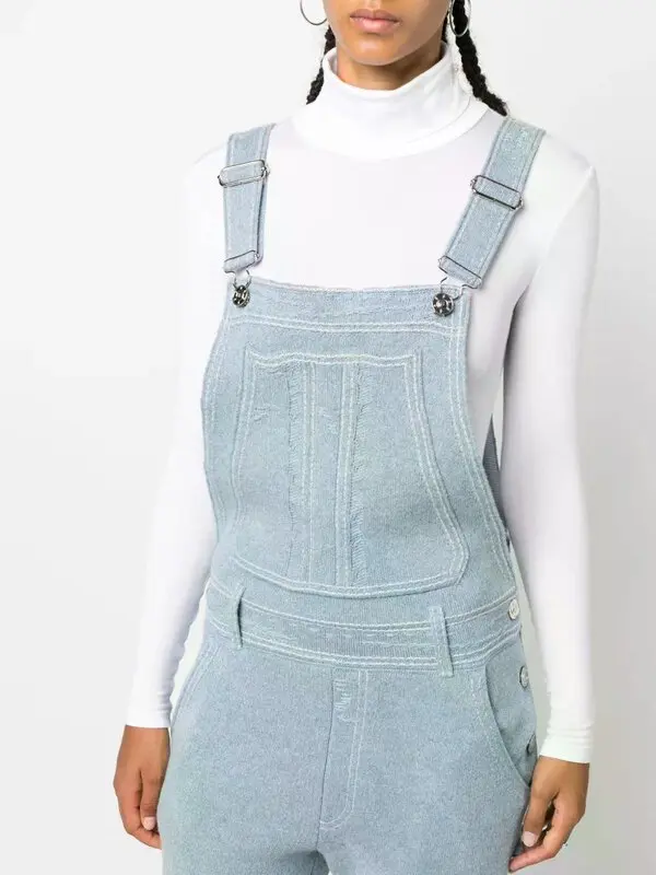 BARRIE Cotton-cashmere Denim-effect Dungarees