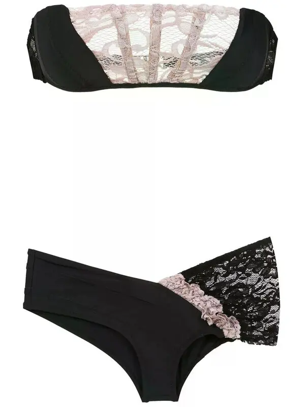 AMIR SLAMA Sleeveless Lace Bikini - Black